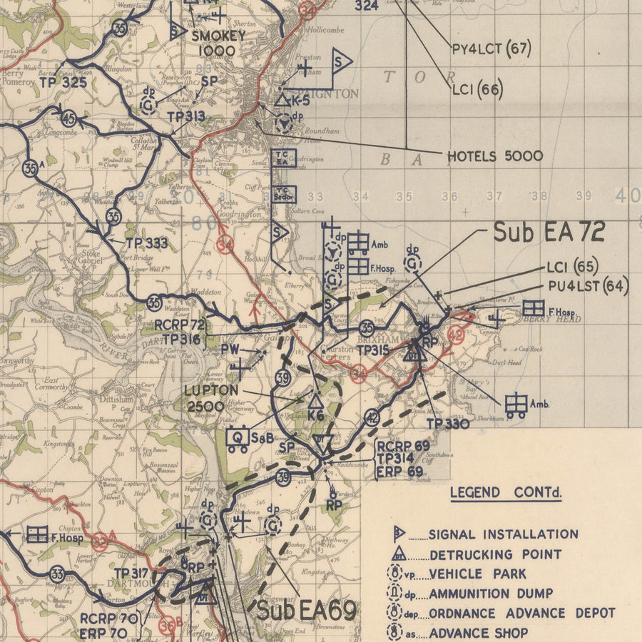 Operation Overlord 1944 Devon Embarkation Map Retro Poster - 24" x 36 ...
