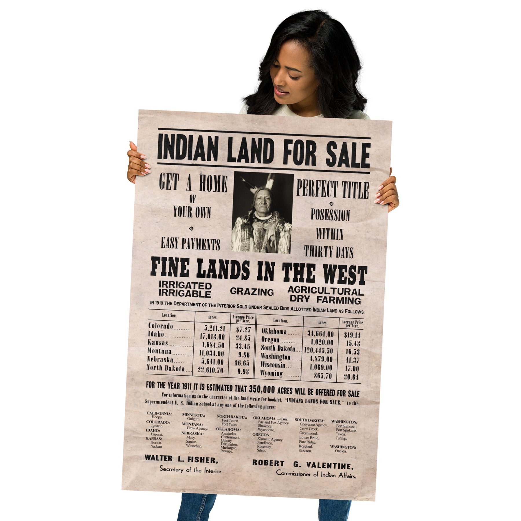 Indian Land For Sale Retro Poster - 24" x 36" – Retro42