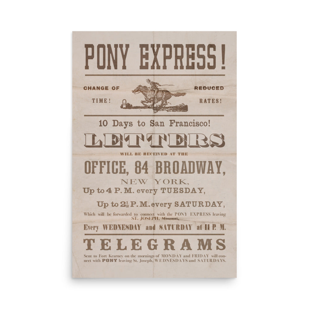 New York - San Francisco Pony Express Retro Poster - 24" x 36" – Retro42