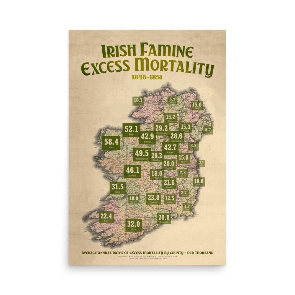 Famine Excess Mortality Retro Poster - 24" x 36" – Retro42