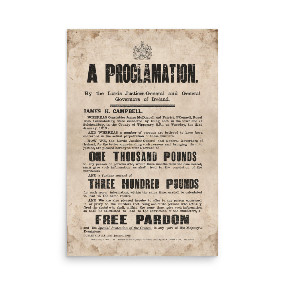 The Soloheadbeg 1919 Retro Poster - 24" x 36" – Retro42