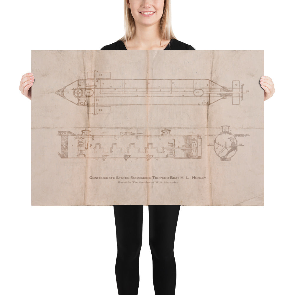H. L. Hunley Plan Retro Poster - 36" x 24" – Retro42
