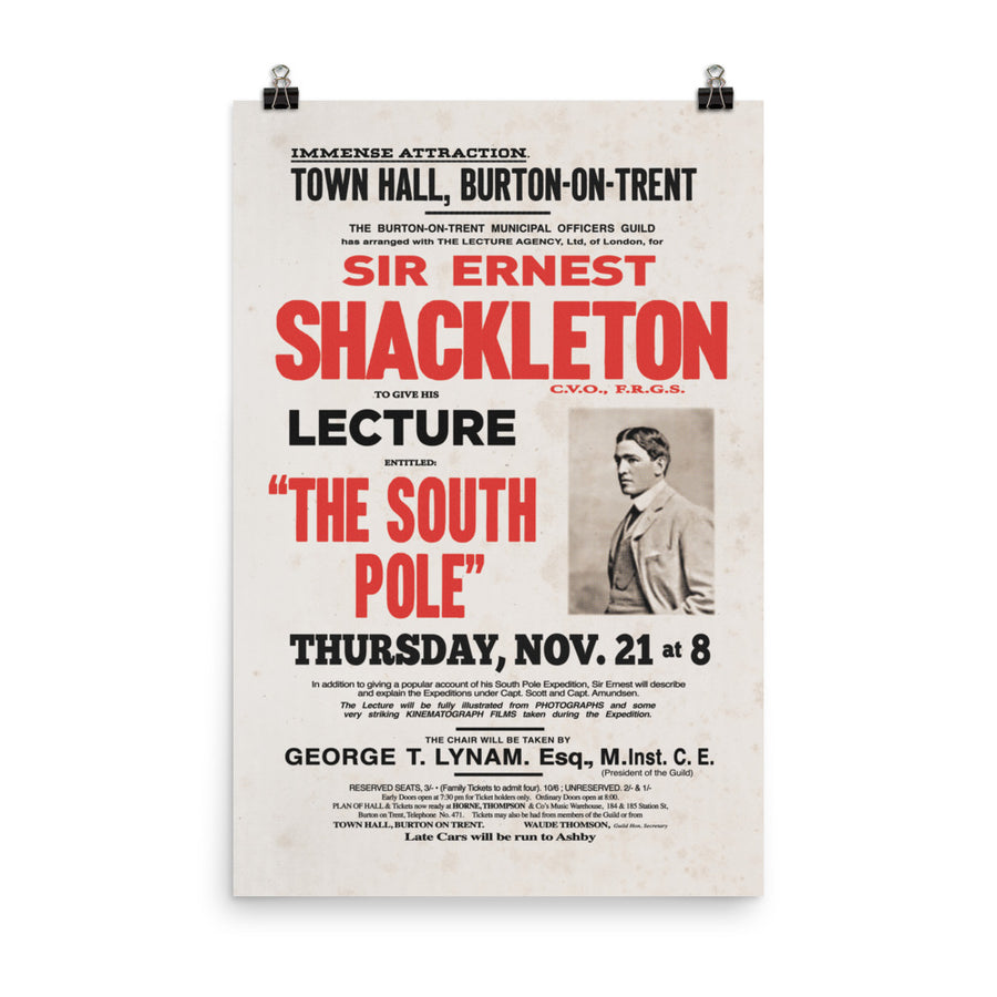 The Shackleton South Pole Lecture Retro Poster - 24" x 36" – Retro42